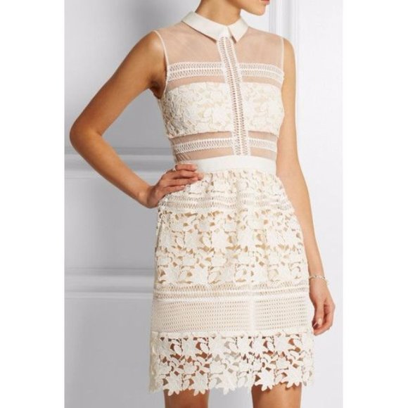 Self-Portrait | Dresses | Selfportrait White Lace Embroidery Flower ...